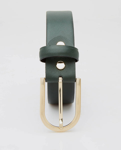 Rare Rabbit Men'S Luxur Green Belts Leather Fabric