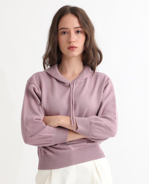 Rareism Women Finn Sweat Pink Cotton Fabric Full Sleeves Relaxed Fit S