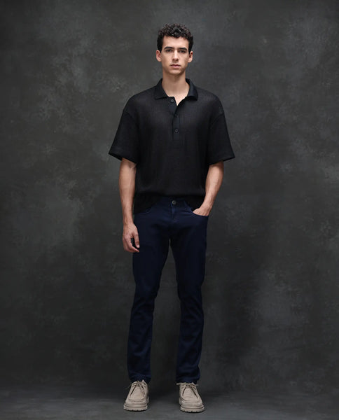 Rare Rabbit Mens Jules Blue Mid Rise Mid Wash Cotton Polyester Solid S