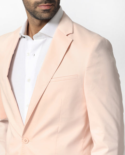 Rare Rabbit Men's Peyton Pastel Pink Polyester Viscose Fabric Notch La