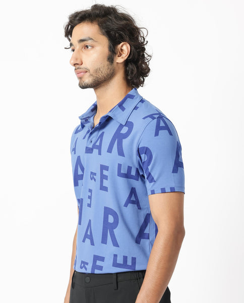 Rare Rabbit Men's Rocha Dark Blue Cotton Lycra Fabric Collared Neck Ha